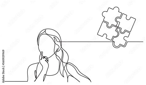 One Line Drawing Of Person Thinking Solving Problems Finding Solutions