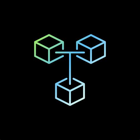 Blockchain Outline Vector Colorful Icon Three Connected Blocks Block