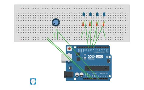 Circuit Design Treball 3 Leds Amb Potenciometre Tinkercad