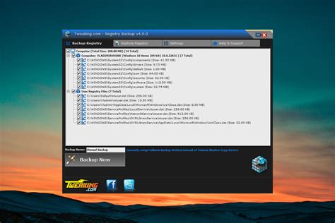 Registry Backup Tweaking