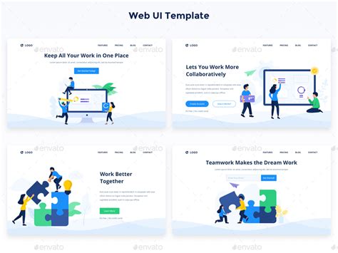 Teamwork And Collaboration Illustration Web And Mobile Ui Template