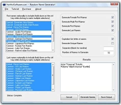 Generate Random Names Software Free Download