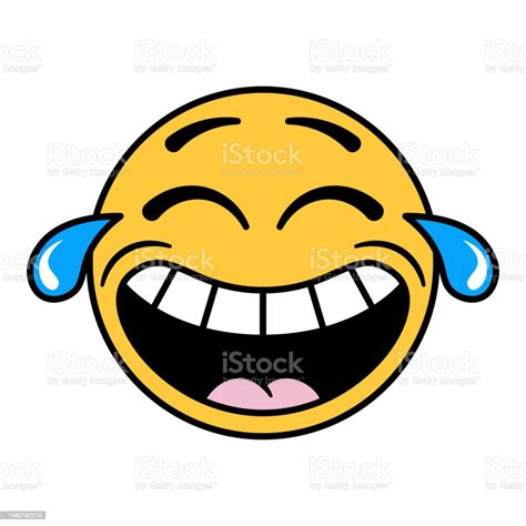 Vector Cartoon Face With Tears Of Joy Emoji Isolated Stock Illustration