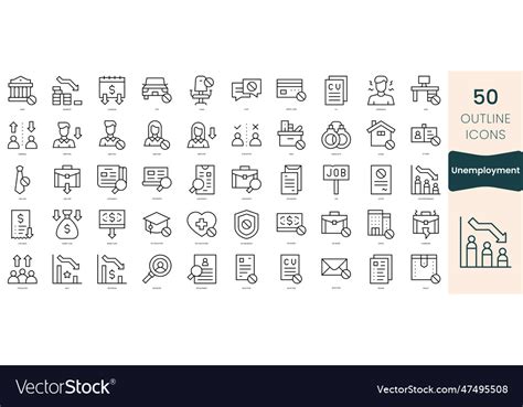 Set Of Unemployment Icons Thin Linear Style Icons Vector Image