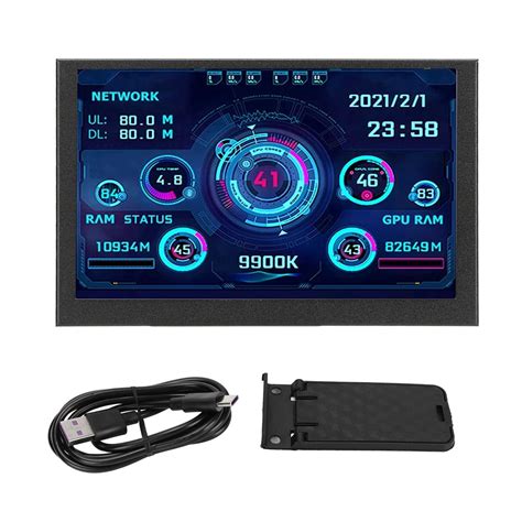 Lizealucky 5in Pc Cpu Monitor Computer Temperature Ediy Ips Usb C Mini