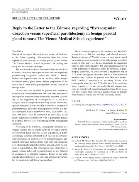 Pdf Reply To The Letter To The Editor Regarding “extracapsular