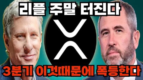 리플 Xrp 아침 긴급 속보 리플 주말 터진다 3분기 이것때문에 폭등한다 Youtube