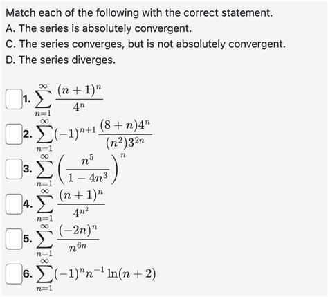 Solved Match Each Of The Following With The Correct