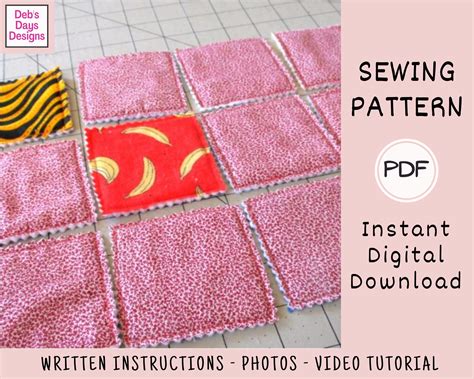 Fabric Matching Game PDF SEWING PATTERN Digital Download Make A Scrap Fabric Memory Match Game
