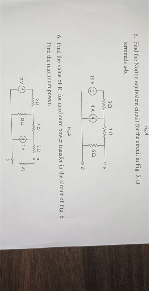 Fig 4 Find The Norton Equivalent Circuit For The Circuit In Fig 5 At T