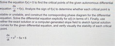 solved solve the equation f x 0 to find the critical points