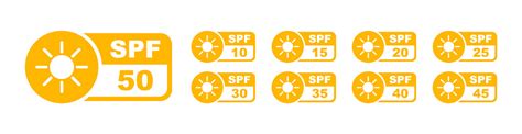 Spf 아이콘 세트입니다 자외선 차단 자외선은 피부를 보호합니다 Uva Uvb 차단 자외선 차단제 또는 피부 화장품 포장을 위한