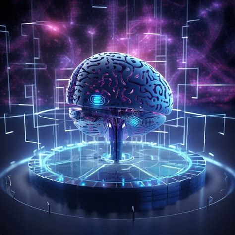 A High Tech Ai Brain In Deep Thought Generative Ai Stock Illustration Illustration Of
