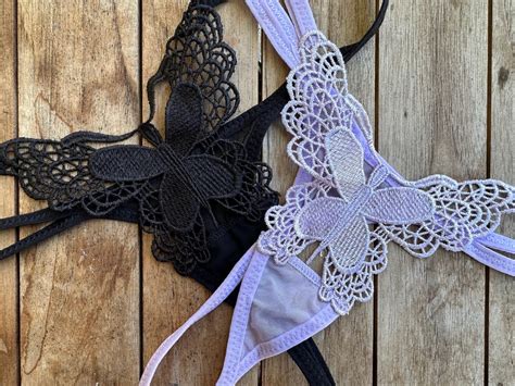Butterfly Embroidery Mesh Thong Luxury Lingerie For Honeymoon Bridal