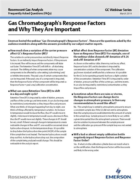 Gas Chromatographs Response Factors And Why They Are Important Pdf Gas Chromatography