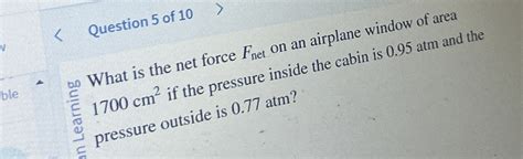 solved question 5 ﻿of 105 ﻿what is the net force fnet ﻿on