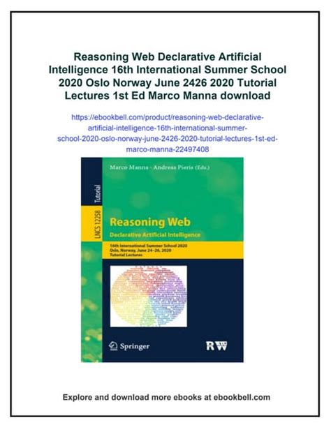 Reasoning Web Declarative Artificial Intelligence 16th International Summer School 2020 Oslo