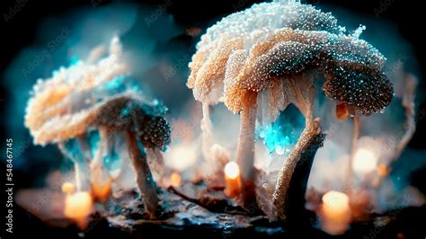 Microscopic Fungi Mycelium Illustration Stock Illustration Adobe Stock