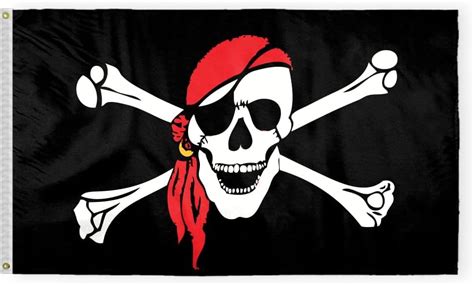 Agas Red Bandana Jolly Roger Pirate Flag 3x5 Ft 100 Polyester Fabric