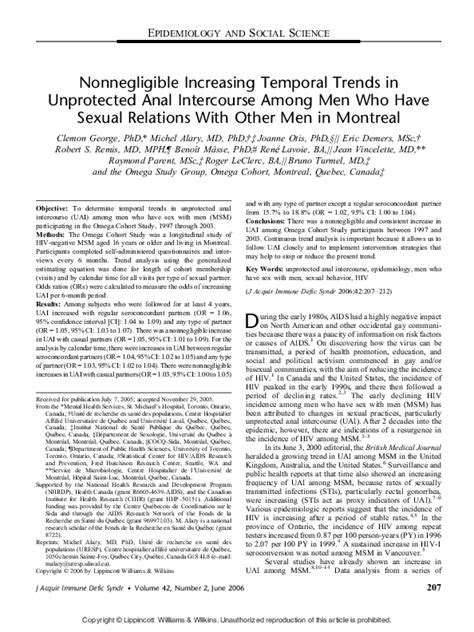 Pdf Nonnegligible Increasing Temporal Trends In Unprotected Anal
