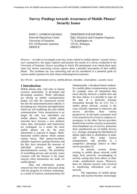 Pdf Survey Findings Towards Awareness Of Mobile Phones Security Issues