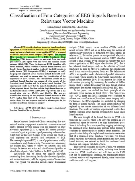 classification of four categories of eeg signals based on relevance