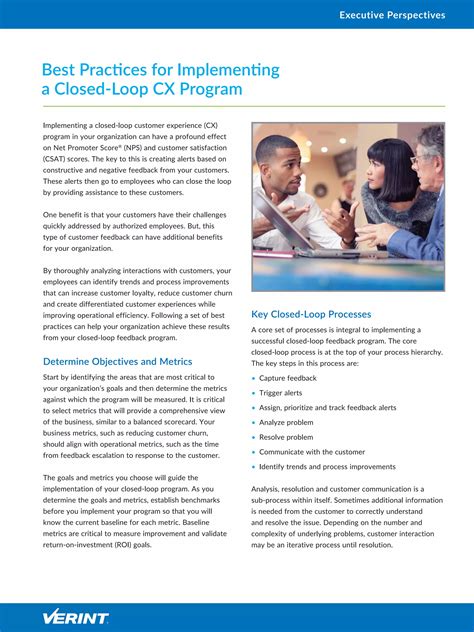 Executive Perspectives Implementing Closed Loop Cx Program Pdf
