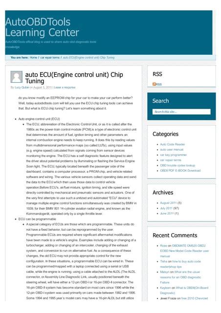 Electronic Control Unit(ECU) | PPTX | Computing | Technology & Computing