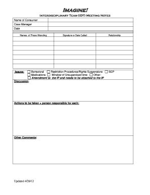 Idt Meeting Template Fill Online Printable Fillable Blank PdfFiller