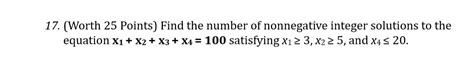 Solved Worth Points Find The Number Of Nonnegative Chegg