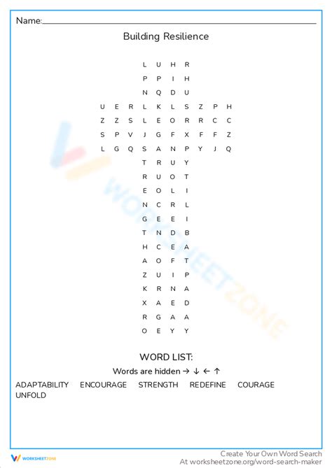 Building Resilience Worksheet