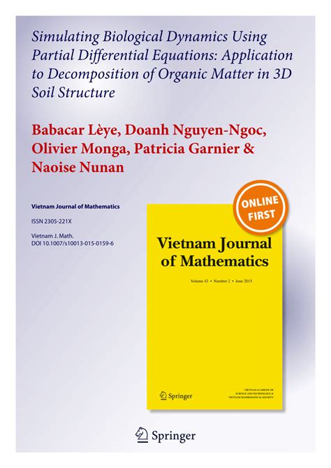 Pdf Simulating Biological Dynamics Using Partial Differential