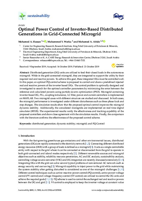 pdf optimal power control of inverter based distributed generations