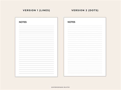 Notes Page Printable Template Note Taking Blank Writing Papers Notes Planner Inserts Journal