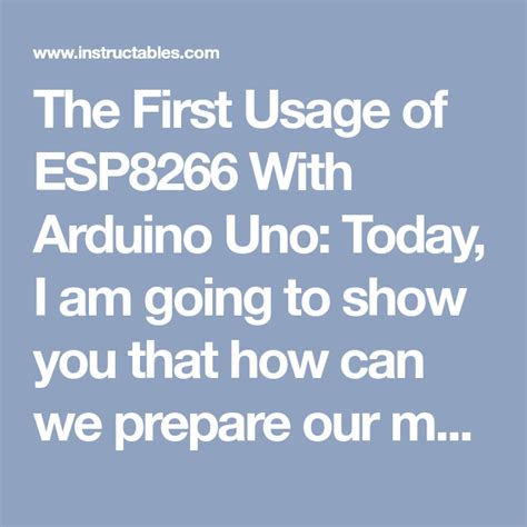 The First Usage Of Esp8266 With Arduino Uno Arduino The One Usb Cable