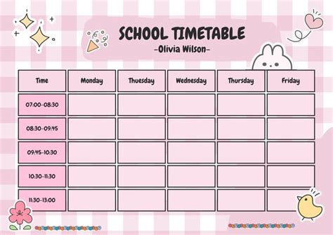 Free And Customizable Timetable Templates