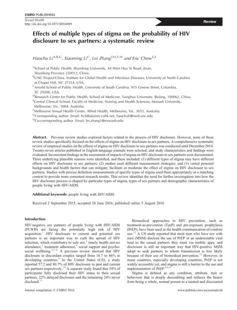 Pdf Effects Of Multiple Types Of Stigma On The Probability Of Hiv