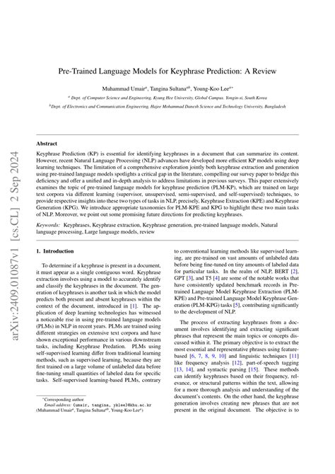 Pdf Pre Trained Language Models For Keyphrase Prediction A Review