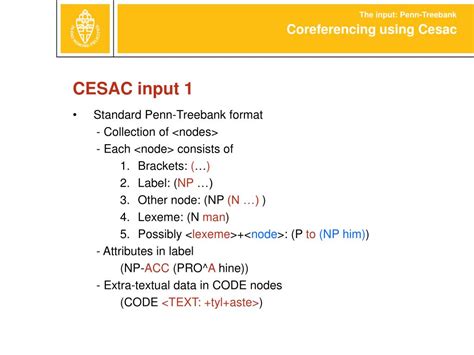 ppt coreferencing treebank data using cesac powerpoint presentation
