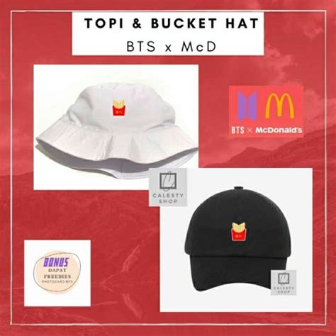 Jual Topi Bts X Mcd Bucket Hat Bts X Mcd Btsxmcd Topi Mcd Topi Bts Di Seller Supermart