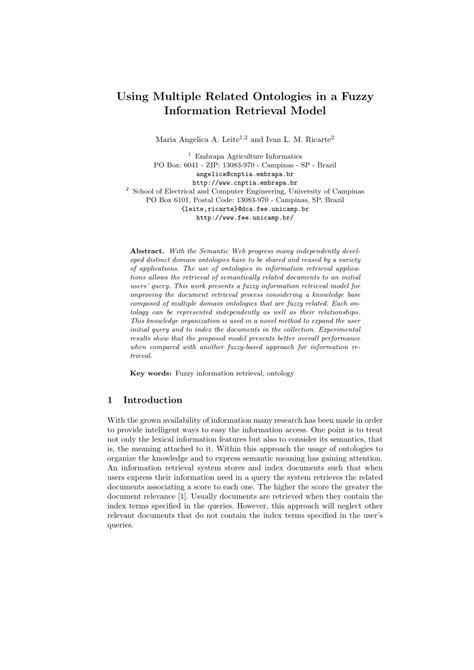 Pdf Using Multiple Related Ontologies In A Fuzzy Information Retrieval Model