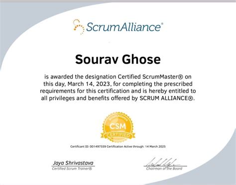 Sourav Ghose On Linkedin Now A Certified Scrummaster® Csm® From