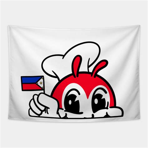 Jollibee Peeking Philipppine Flag Filipino Cap Jollibee Tapestry
