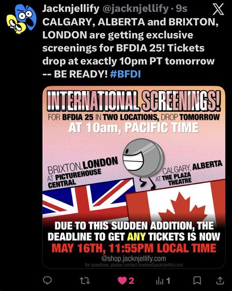 Calgary Alberta And Brixton London Are Locations For Bfdia 25