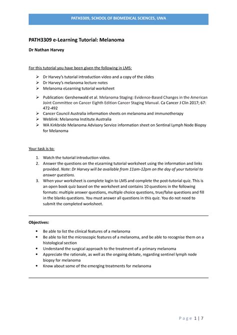 2023 Path3309 Melanoma Tutorial Dr Nathan Harvey Path3309 E Learning Tutorial Melanoma Dr