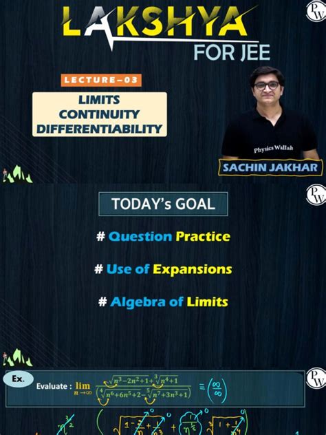 Limit Continuity And Differentiability 03 Class Notes Lakshya Jee 2024 Pdf