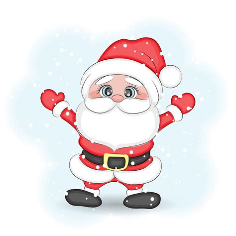 Cute Cartoon Santa Claus Raises His Hands Vector Illustration 12979260