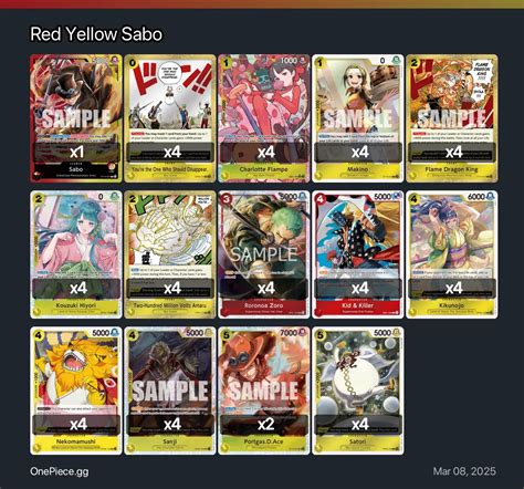 Red Yellow Sabo One Piece Card Game Deck One Piece Card Game