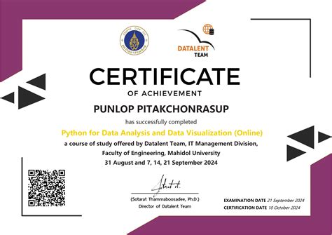 Certificate Python For Data Analysis And Data Visualization รุ่นที่ 12