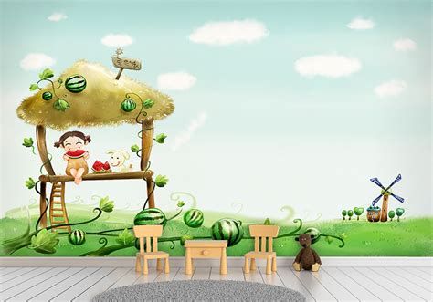 قیمت و خرید پوستر دیواری اتاق کودک طرح فانتزی باغ هندوانه Cs 1152 چاپ